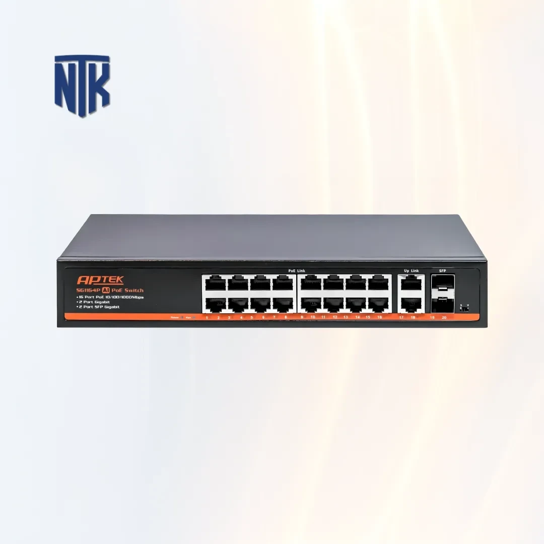 Switch PoE 16 Port Aptek SG1164P | 2 Port SFP Uplink | 30W/250W | VLAN ...